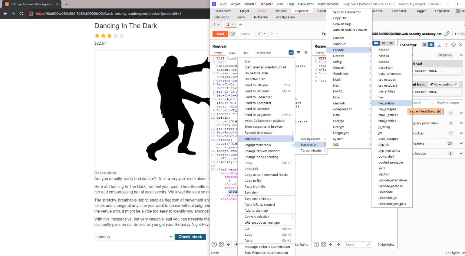 Wiki | SQL injection with filter bypass via XML encoding | CQR