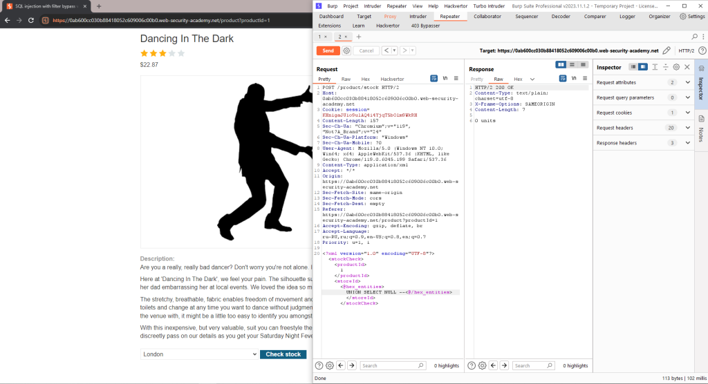 Wiki | SQL injection with filter bypass via XML encoding | CQR