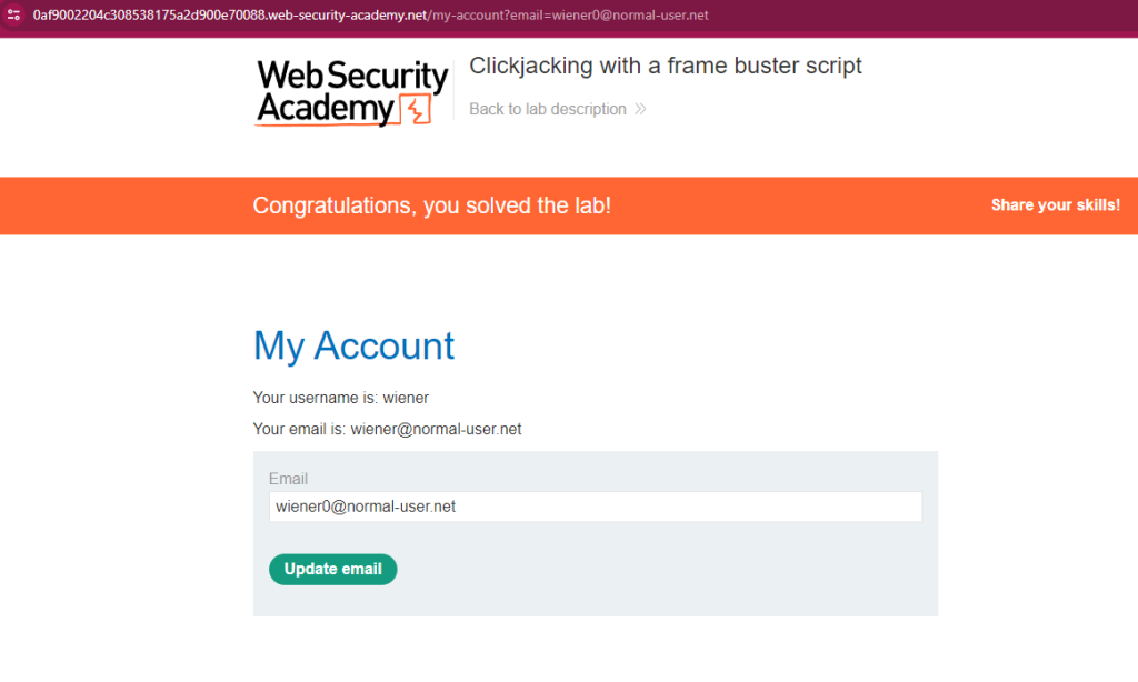 Wiki | Clickjacking with a frame buster script | CQR